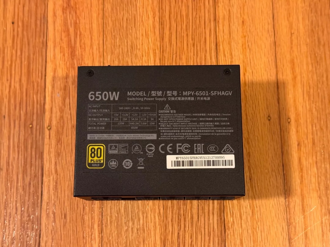 Cooler Master V650 SFX Gold Full Modular 650W Power Supply (Used, Good ...