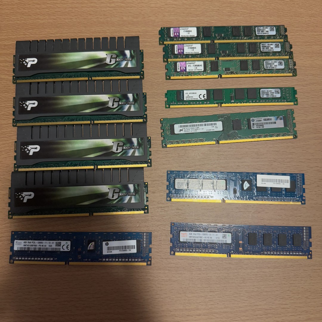 DDR3 Desktop RAM Lot | 38gb Total | Various Brands: Patriot, Micron ...