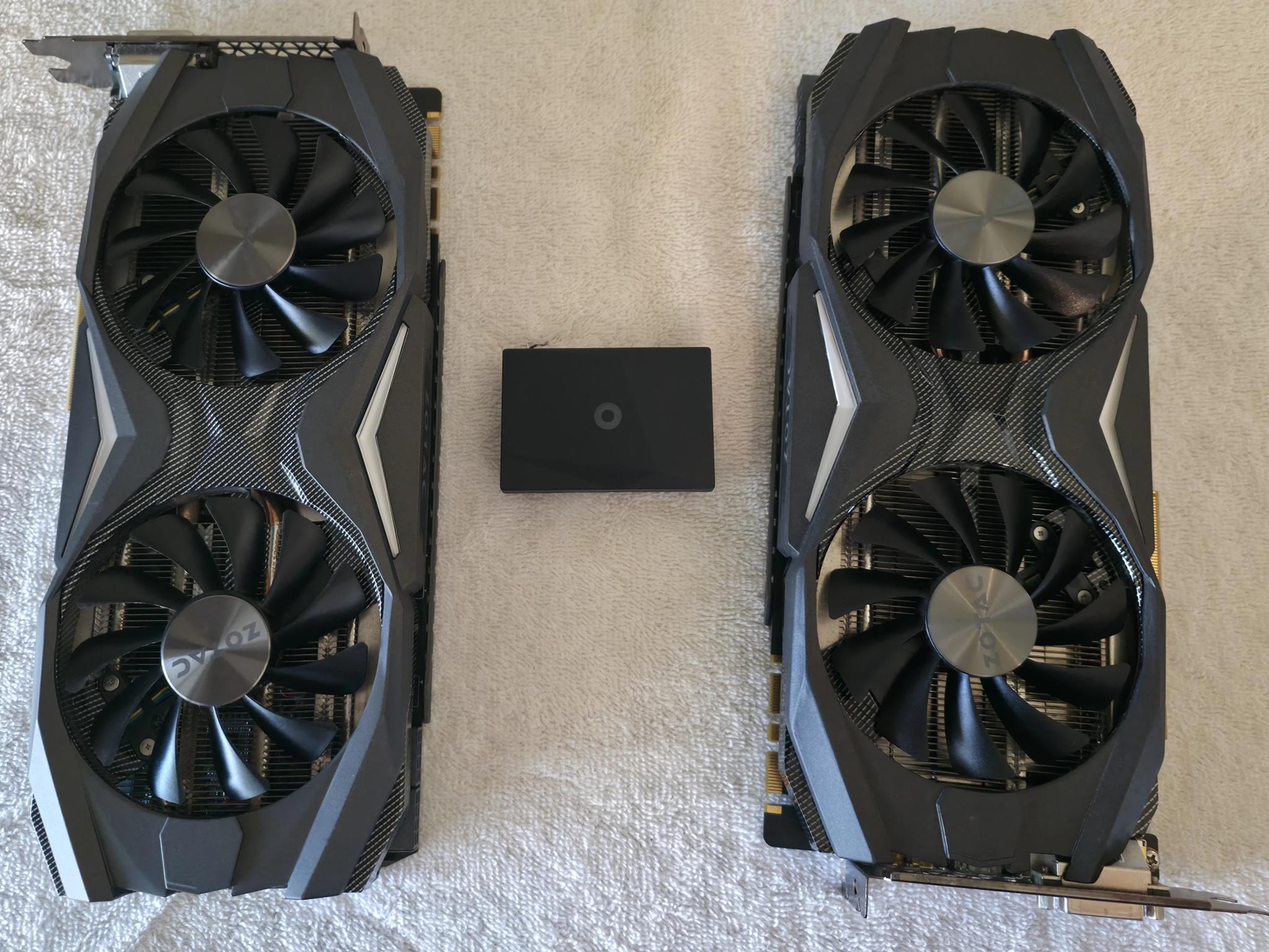 Two (2) ZOTAC GeForce GTX 1080 AMP! graphics cards with SLI bridge | Jawa